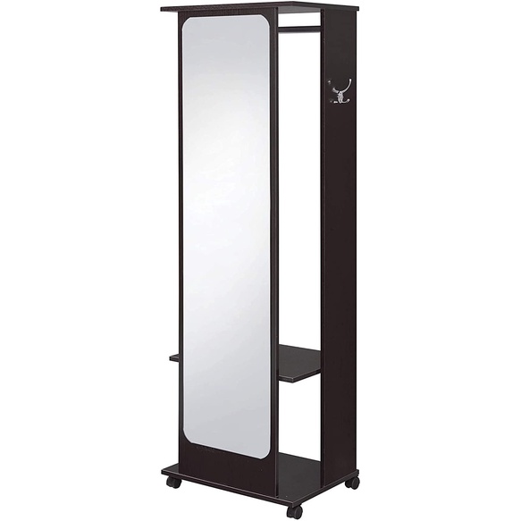 Rectangular Hall Tree 2 Open Compartmen with Caster Wheels Easy Move ...