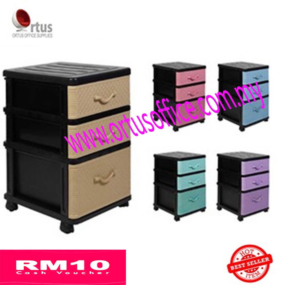 3 Tier plastic Drawer Cabinet / Mobile pedestal / Plastic Drawer ...