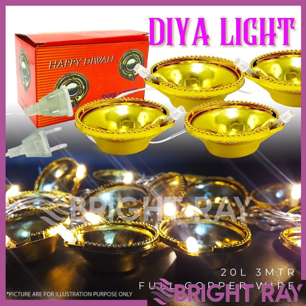 GLOBAL PRO Diwali Light GOLDEN 20L Deepak Diya LED Fairy String Light ...