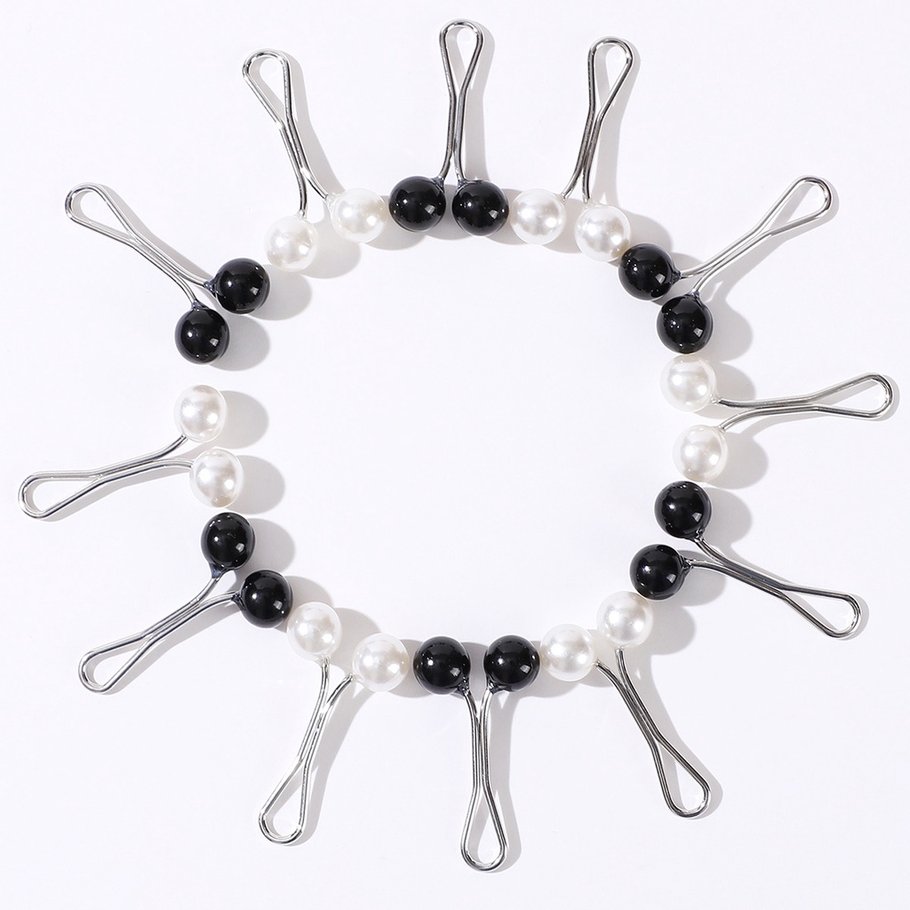 Jifang 12pcs/set Colorful Pearls Muslim Hijabs Pins U shape Hijab Clips Silk Scarf Pinless ...