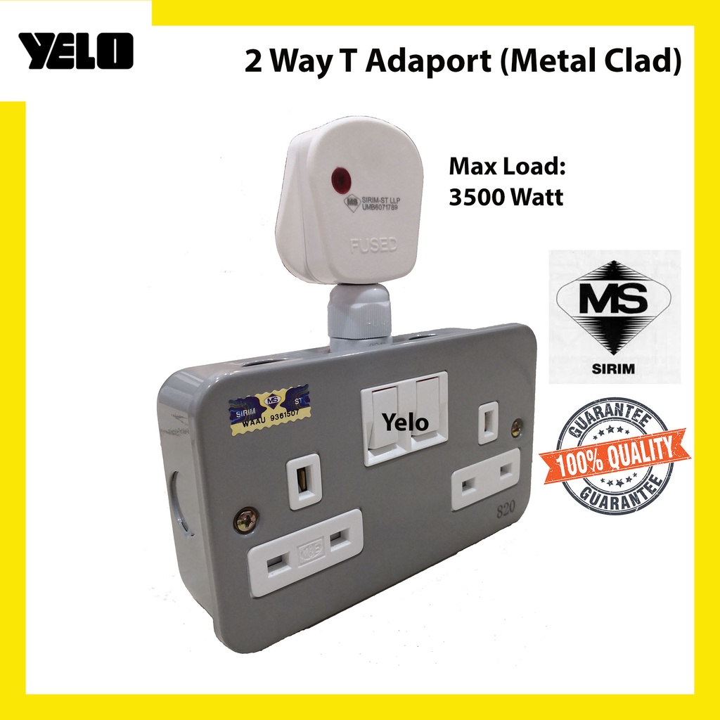 Ums 13A Plug 2 Gang Metal Socket Heavy Duty Portable Socket Extension ...