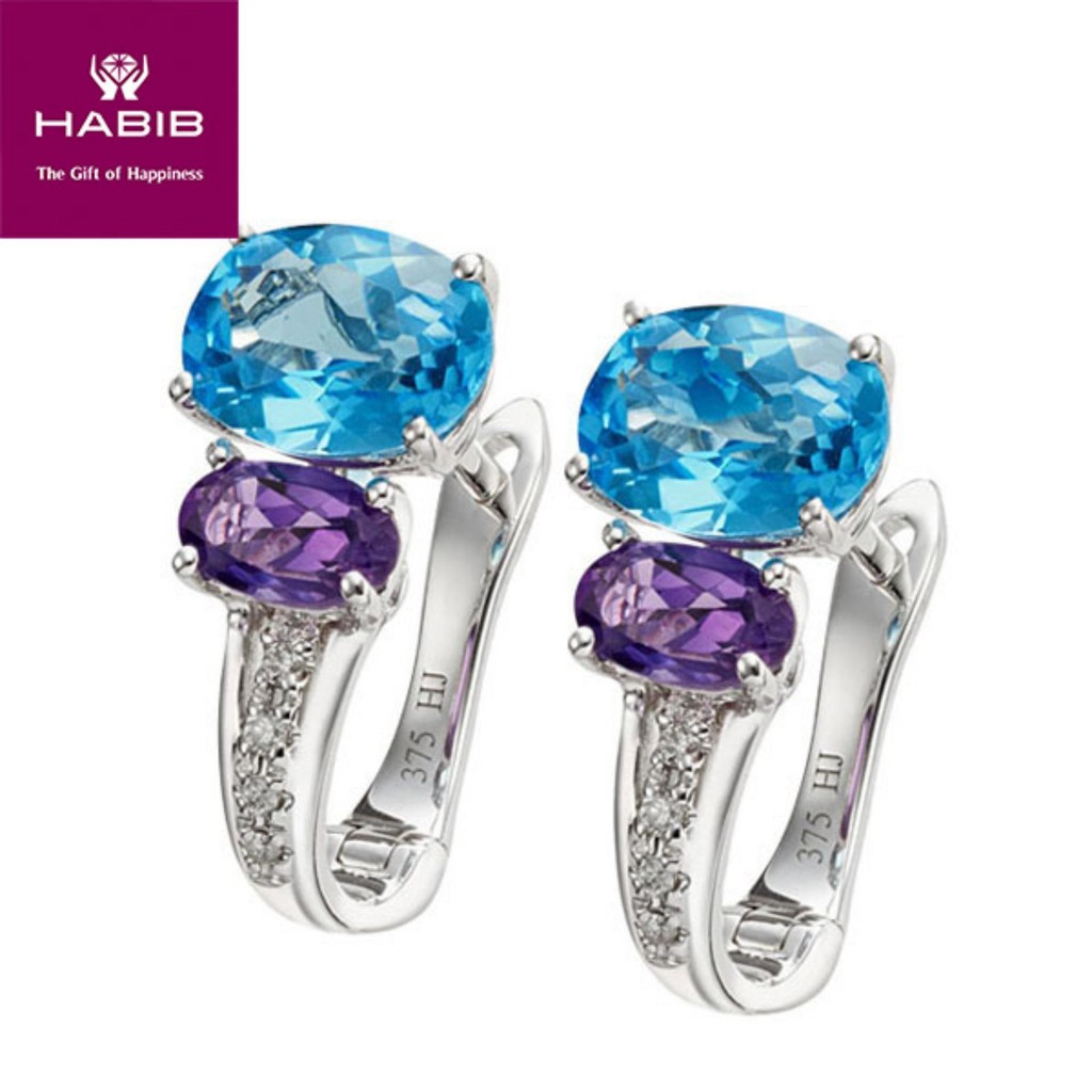 HABIB Purple Empress Gemstone Diamond Earring | Shopee Malaysia