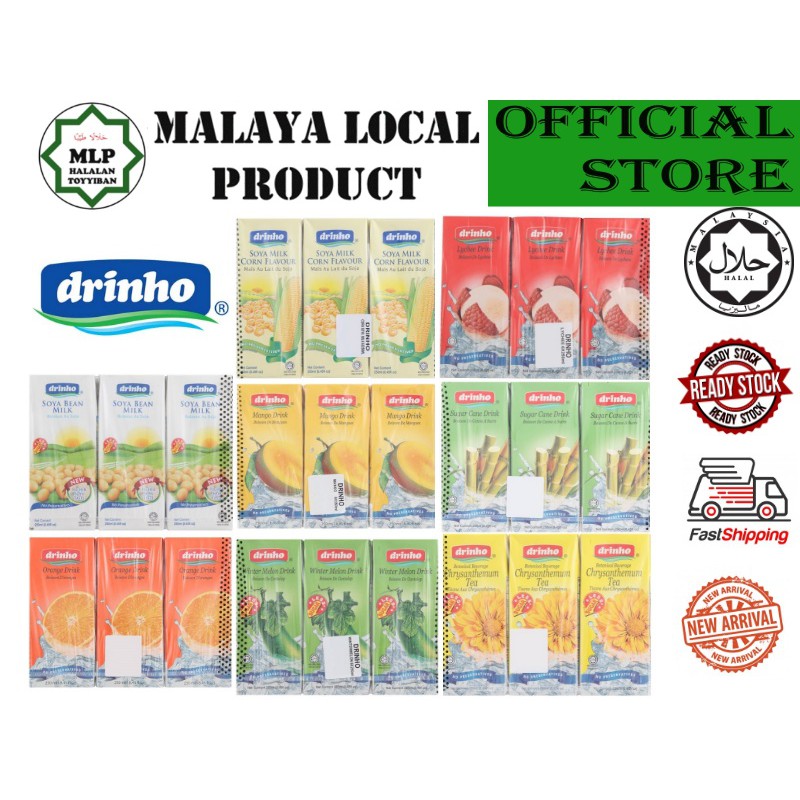 DRINHO MINUMAN KOTAK 250ML x 6'S PACKET DRINKS - 8 FLAVORS | Shopee ...