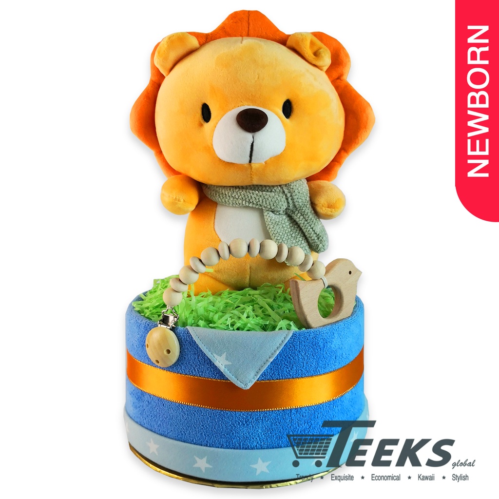 Diaper Cake Lion 8-inch Baby Newborn New Arrival Baby Shower Full Moon ...