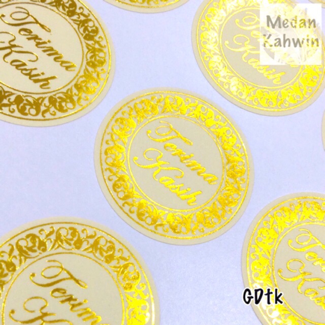 #EX0134D 50 Sticker Terima Kasih Gold Silver Sticker @ 5 pilihan ...