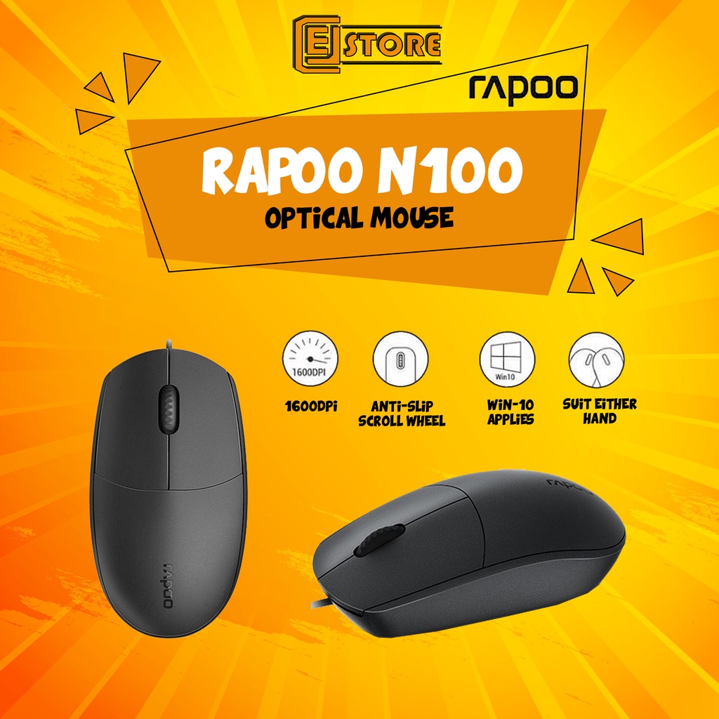 RAPOO N100 WIRED OPTICAL MOUSE | Shopee Malaysia