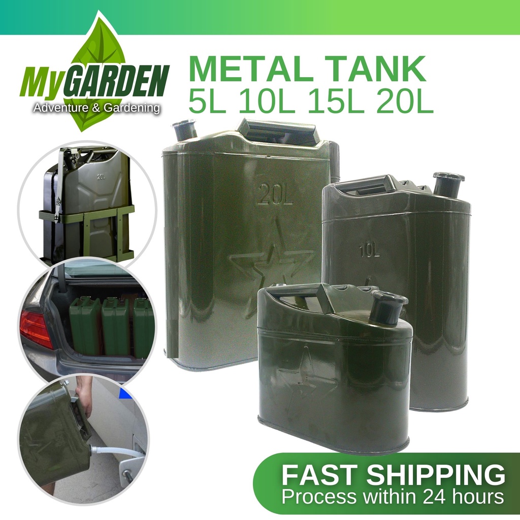 10L 20L Metal Petrol Tank Jerry Disel Gasoline Water Oil Container ...