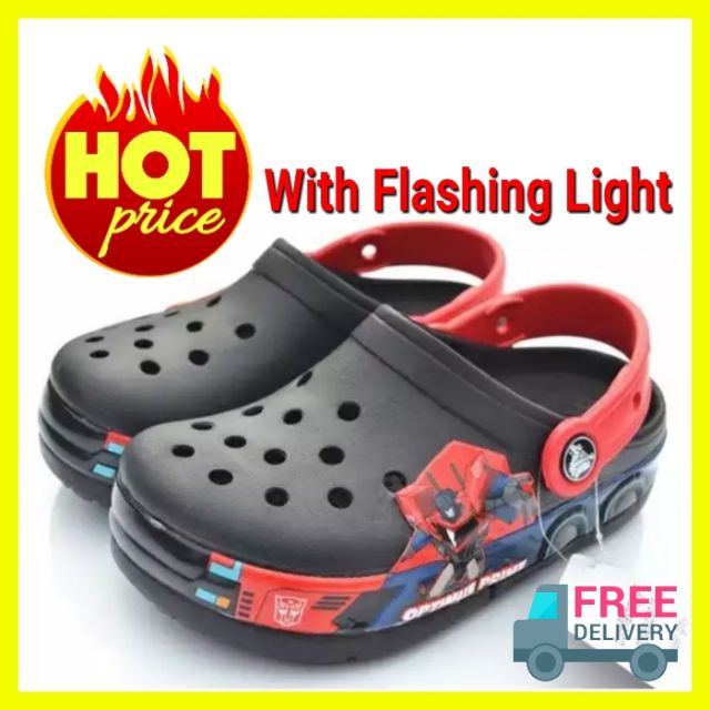💥HOT SALE💥 CROCS Transformers Kids with Flashing Light Sandal | Shopee ...