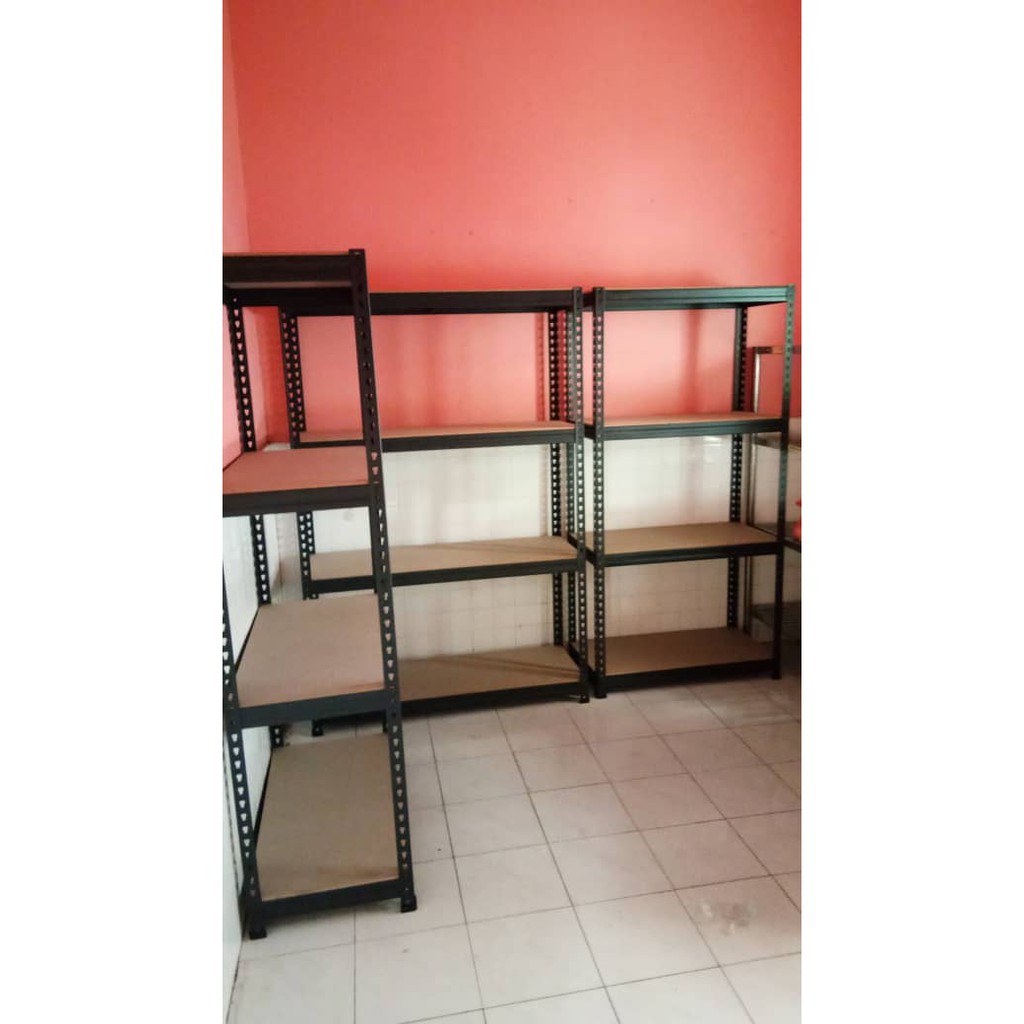 Heavy Duty Boltless Rack - 4 Levels - Black Series | Shopee Malaysia
