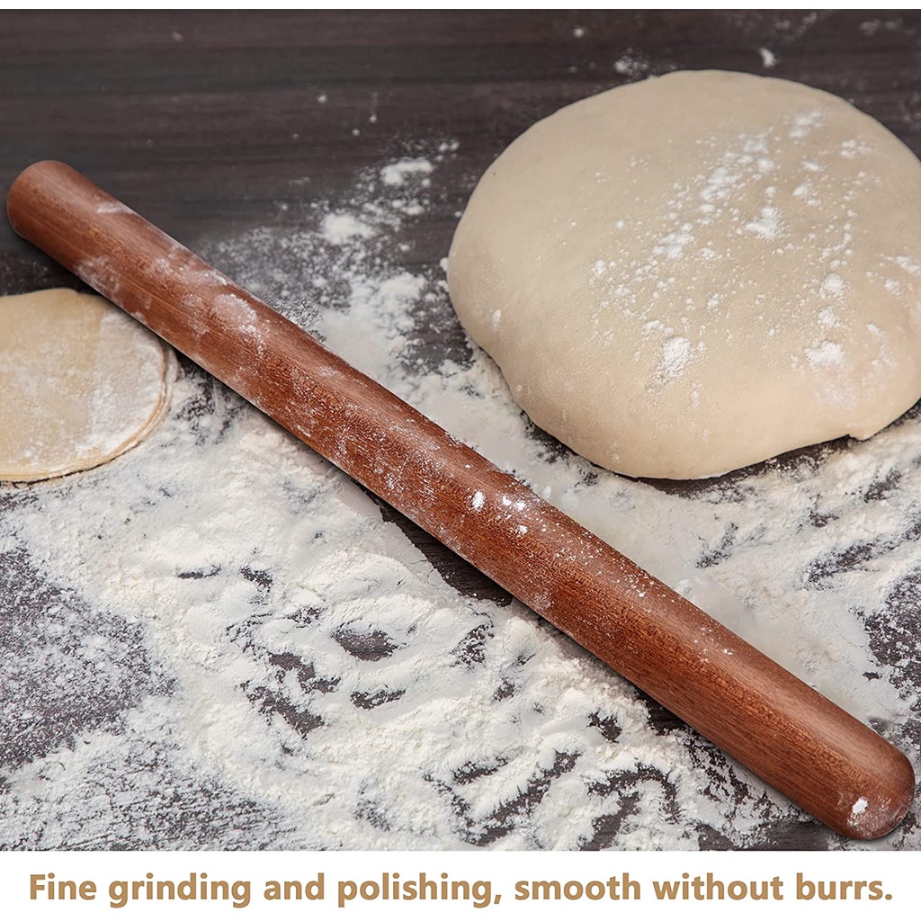 Wood Rolling Pin, Extra Long Thickened Rolling Pin for Baking, Wooden ...