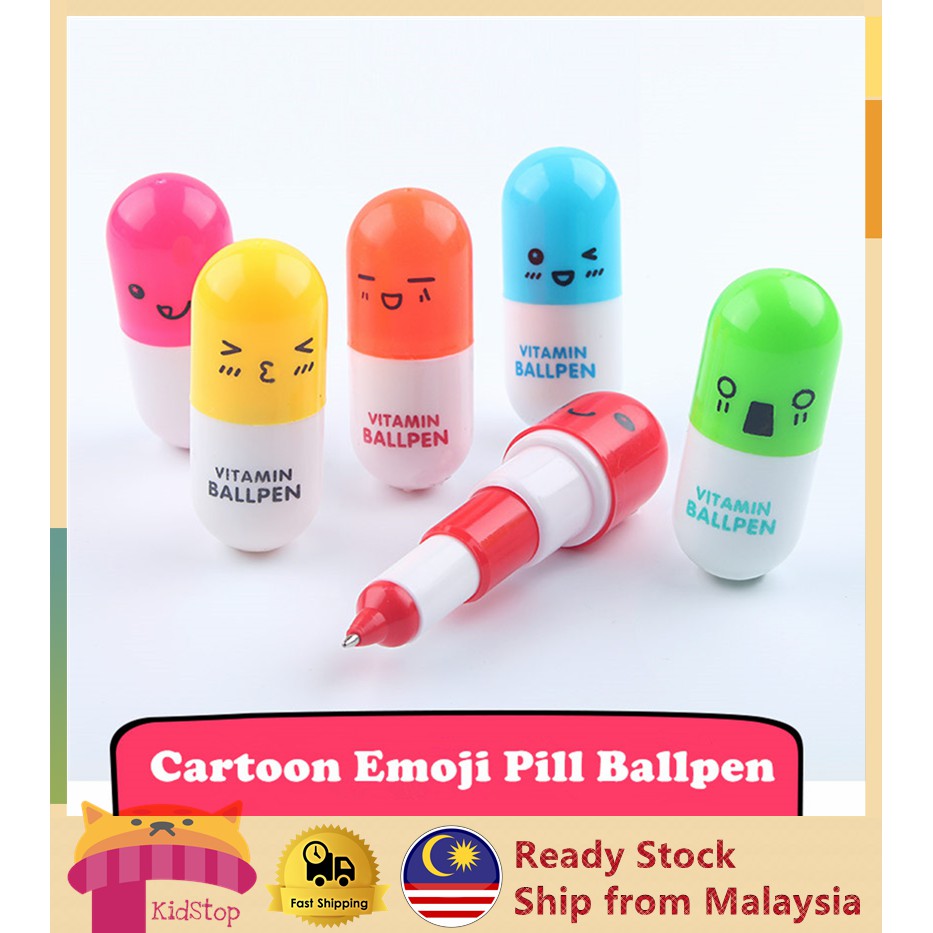 Cartoon Emoji Pill Pen Capsule Pen Vitamin Pen Pil Cute Ball Pen ...
