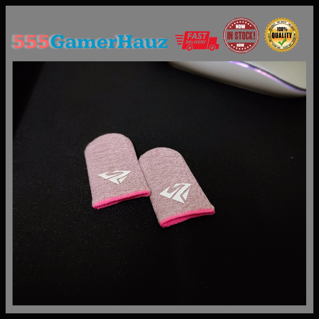 555 MOBA Gaming Superconducting Fiber Finger Sleeves PINK Sarung Jari # ...