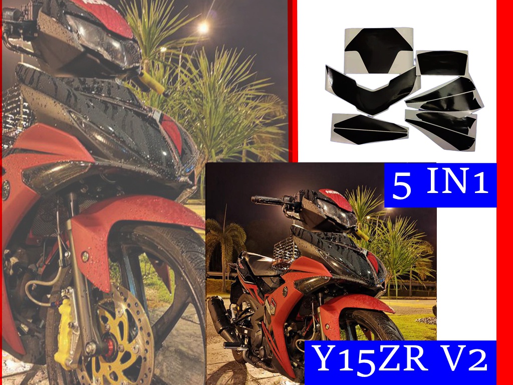 Y15ZR V1-V2 LC135 STICKER TINTED HEAD LAMP SIGNAL LAMP 5 IN 1 Y15 LC135 METER LENS HANDLE COVER ...