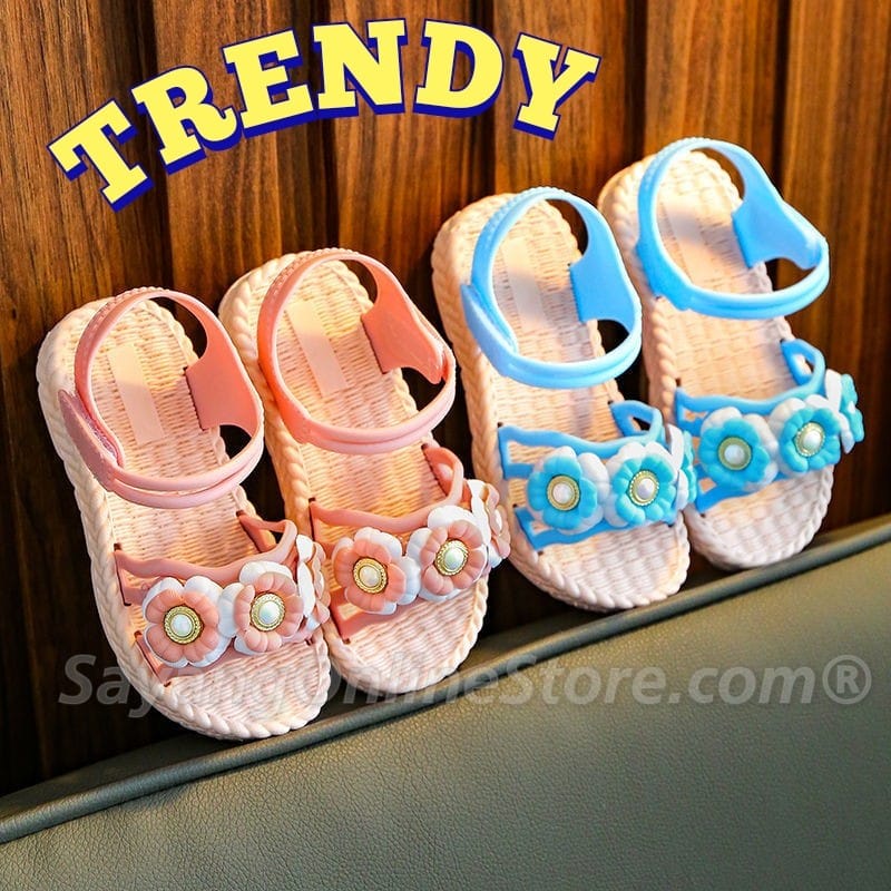 Princess Casual Kid Sandals Shoe Girl Slipper Flower Sandal Kasut Bunga ...