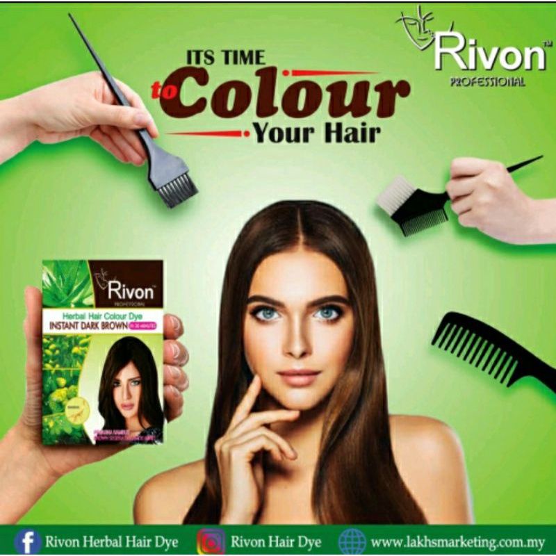 Rivon Herbal Hair Colour Dye Natural Black/Instant - 4variants | Shopee ...
