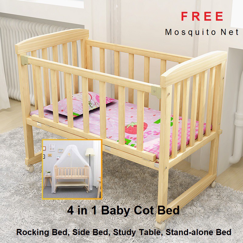 👶🏻Cradle Baby Cot Nontoxic Natural Wooden Rocking NewBorn Baby Sleep ...