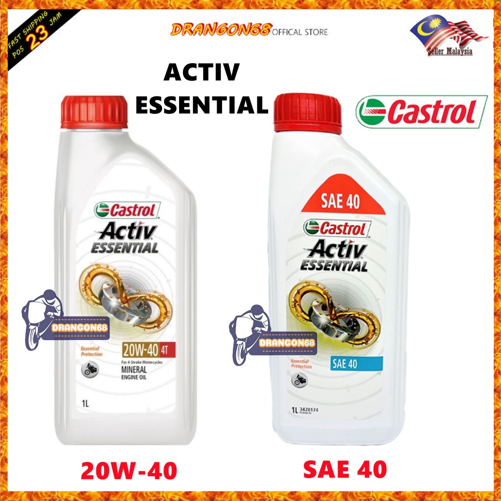 CASTROL SAE40/CASTROL GO 4T 20W-40/CASTROL ACTIV ESSENTIAL 100% ...