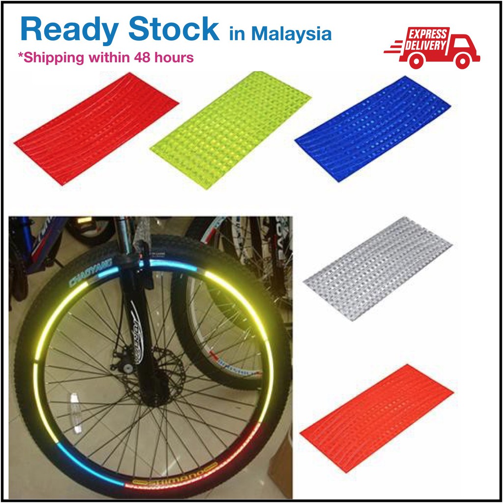 Fluorescent MTB Bike Bicycle Sticker Cycling Wheel Rim Reflective ...