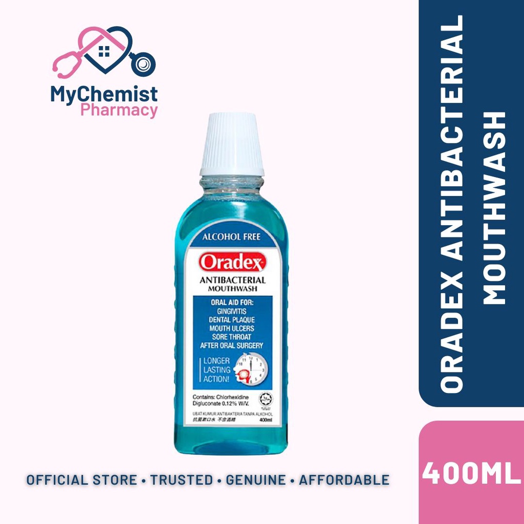 Oradex Antibacterial Mouthwash 90ML & 400ML (Blue) | Shopee Malaysia