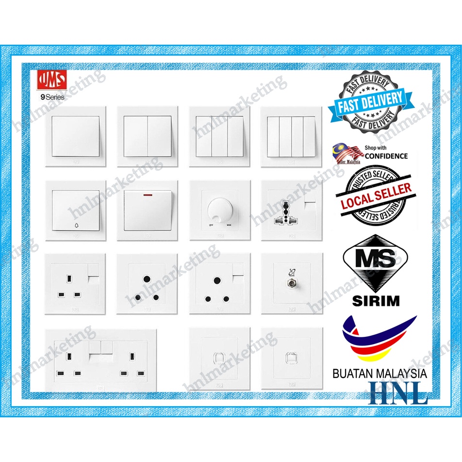 UMS 9 SERIES SWITCH SOCKET BELL HEATER MULTI 2POLE SIRIM MALAYSIA ...