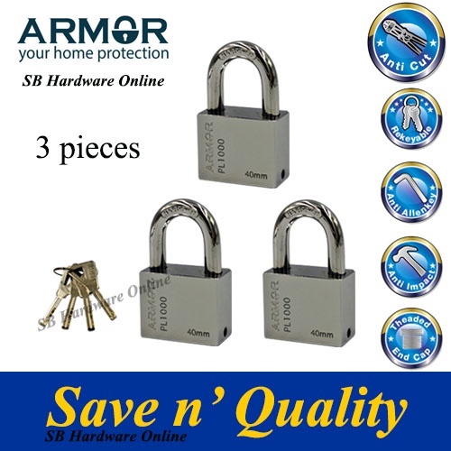[1-Year Warranty, ANTI-CUT, ANTI-RUST, KEY ALIKE] ARMOR APL-1000 40MM ...