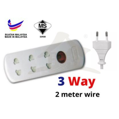 Multi 2 Pin Plug Trailing Switch Extension Socket 3 way 4 way 5 way 6 ...