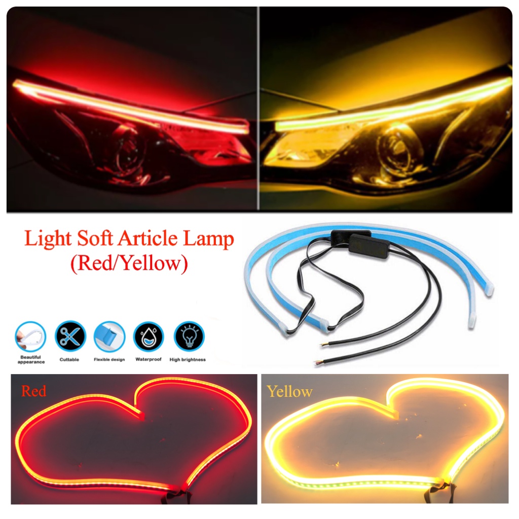 LD CAR MOTORCYCLE HEADLIGHT EYELINE LED STRIP FLAT DUAL COLOR (RED ...