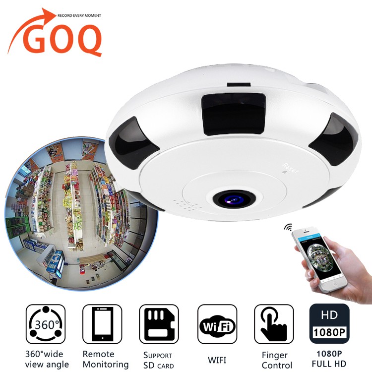 Panoramic CCTV WiFi IP Security Camera GOQ UFO 1080P Fisheye ...