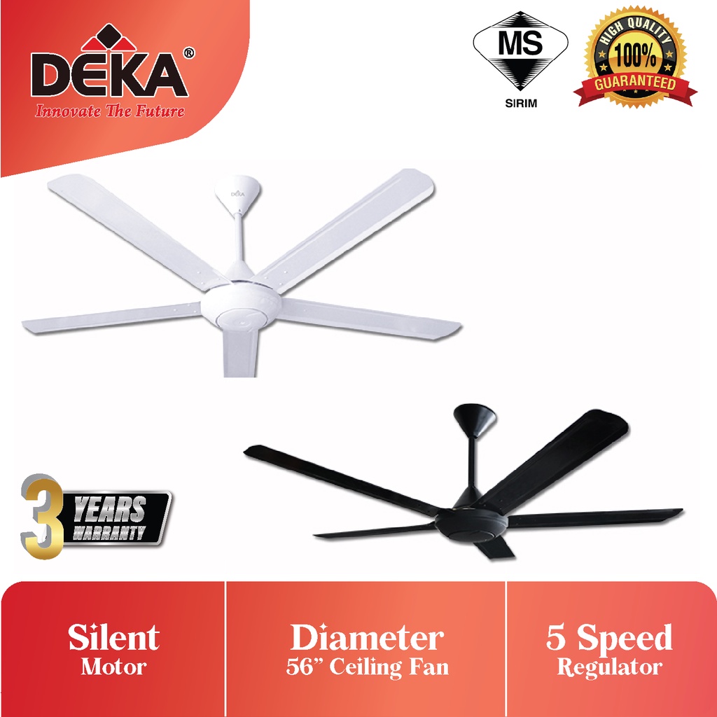 Deka 56" 5 Blade Ceiling Fan DK10 5 Speed Regulator BLACK / WHITE TWIN ...