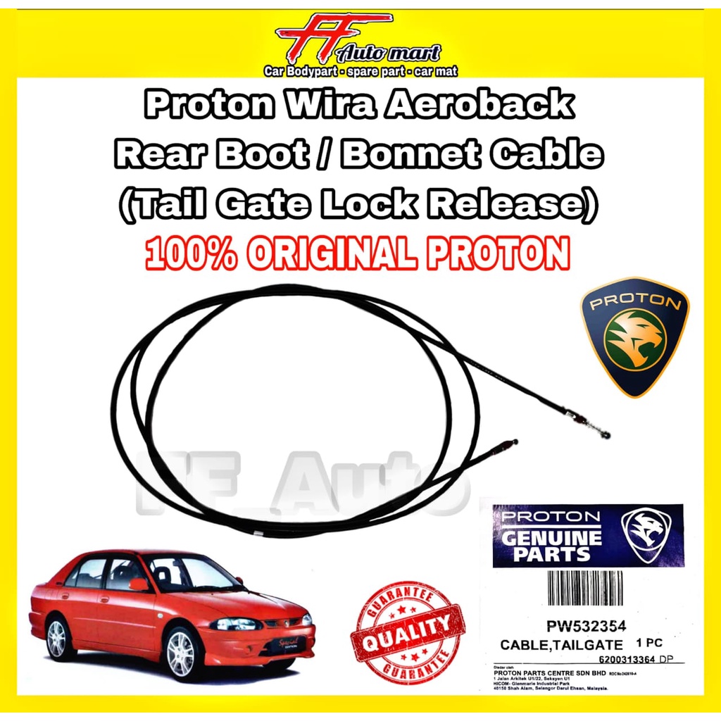 100% ORIGINAL Proton Wira Aeroback Rear Bonnet Cable (PW532354)- Tail ...