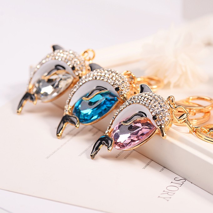 READY STOCK Marine Life Style Crystal Embellishment Dolphin Key Chain ...