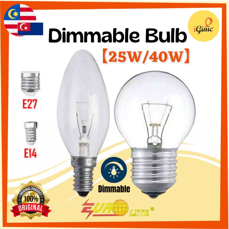 【Dimmable】CHILI CANDLE Bulb C35 / PING PONG Bulb G45 E27/E14 (25W/40W) Incandescent Filament ...