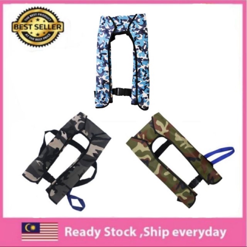 MANUAL /AUTO INFLATEBLE ADULT LIFE JACKET FISHING BOATING W/GAS ...