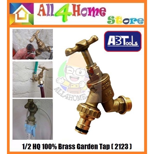ABTools 1/2" High Quality 100% Brass Garden Tap (2123) / 1/2” Brass ...