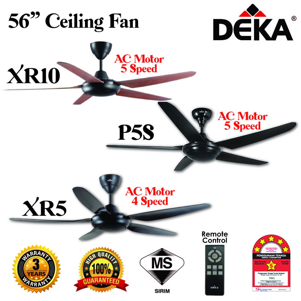(Sirim) DEKA Fan XR5 / XR10 / P5S Ceiling 56" AC Motor Remote Control ...