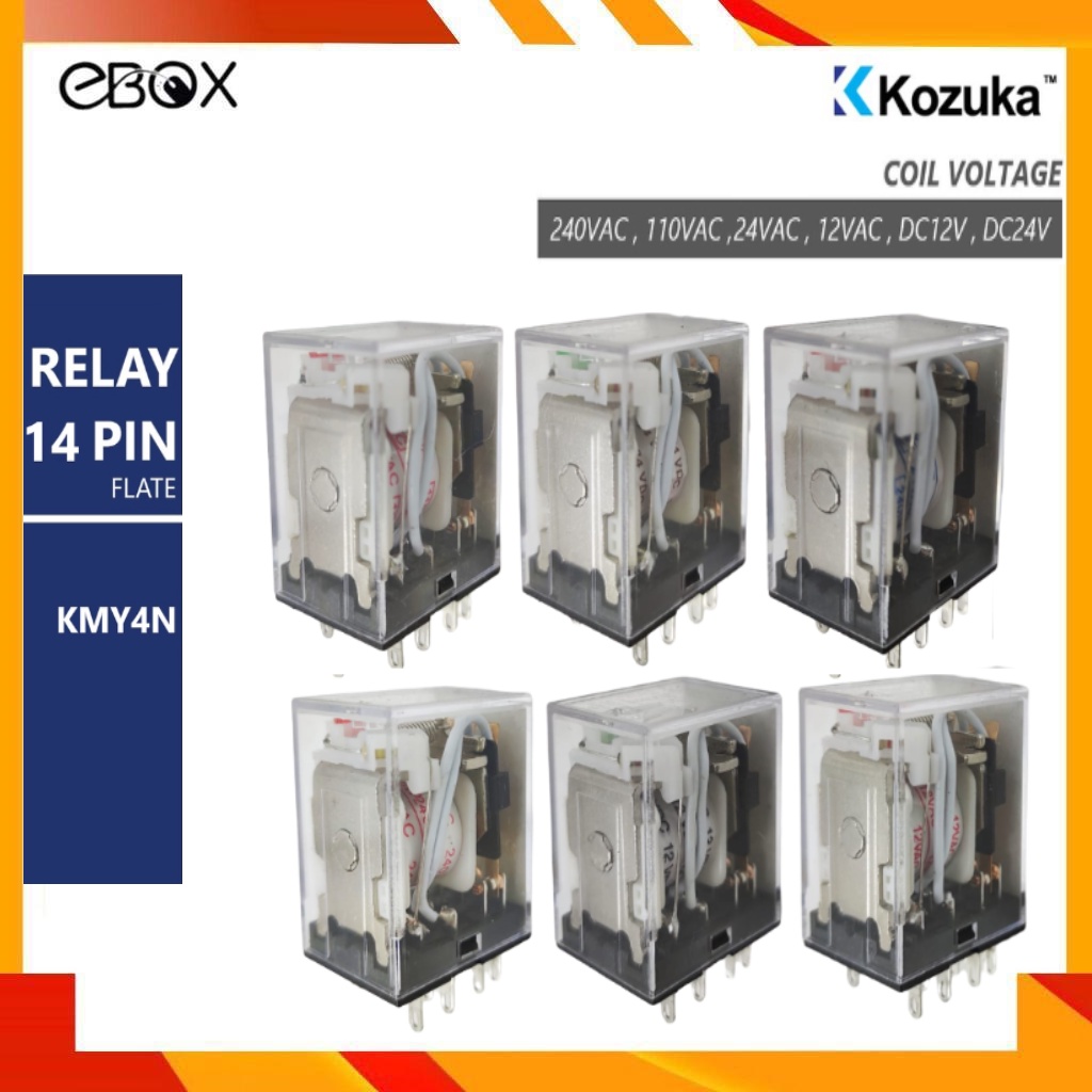 KOZUKA KMY4N 14 PIN RELAY WITH LED INDICATOR, FLAT 240VAC , 110VAC ...