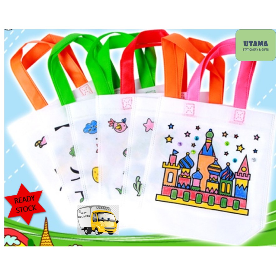 DIY recycle color Bag Colouring Bag Drawing Bag Goodies Bag Painting ...