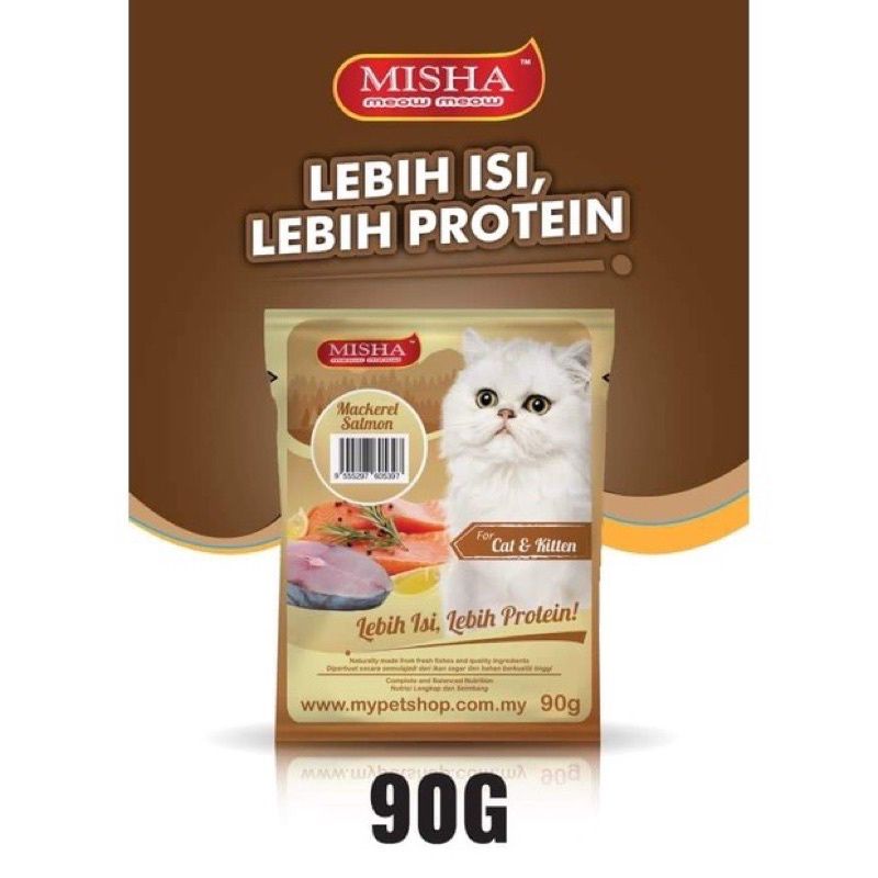 MISHA Wet Cat Food Pouch - Mackerel Salmon (90g) | Shopee Malaysia