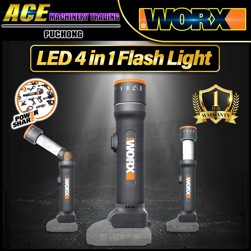 Worx WX027.9 20V/510LM LED 4 in 1 Flash Light / Outdoor house hold ...