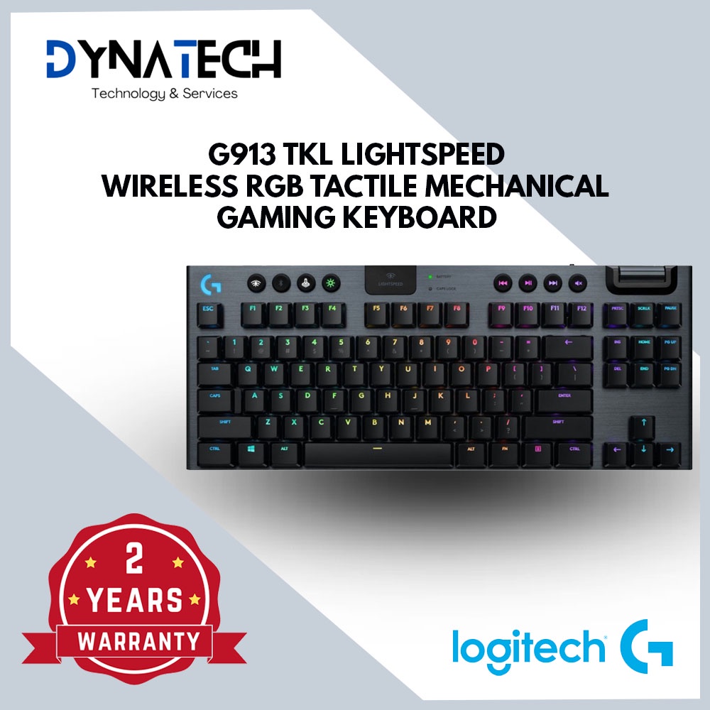 LOGITECH G913 TKL LIGHTSPEED WIRELESS RGB MECHANICAL GAMING KEYBOARD ...
