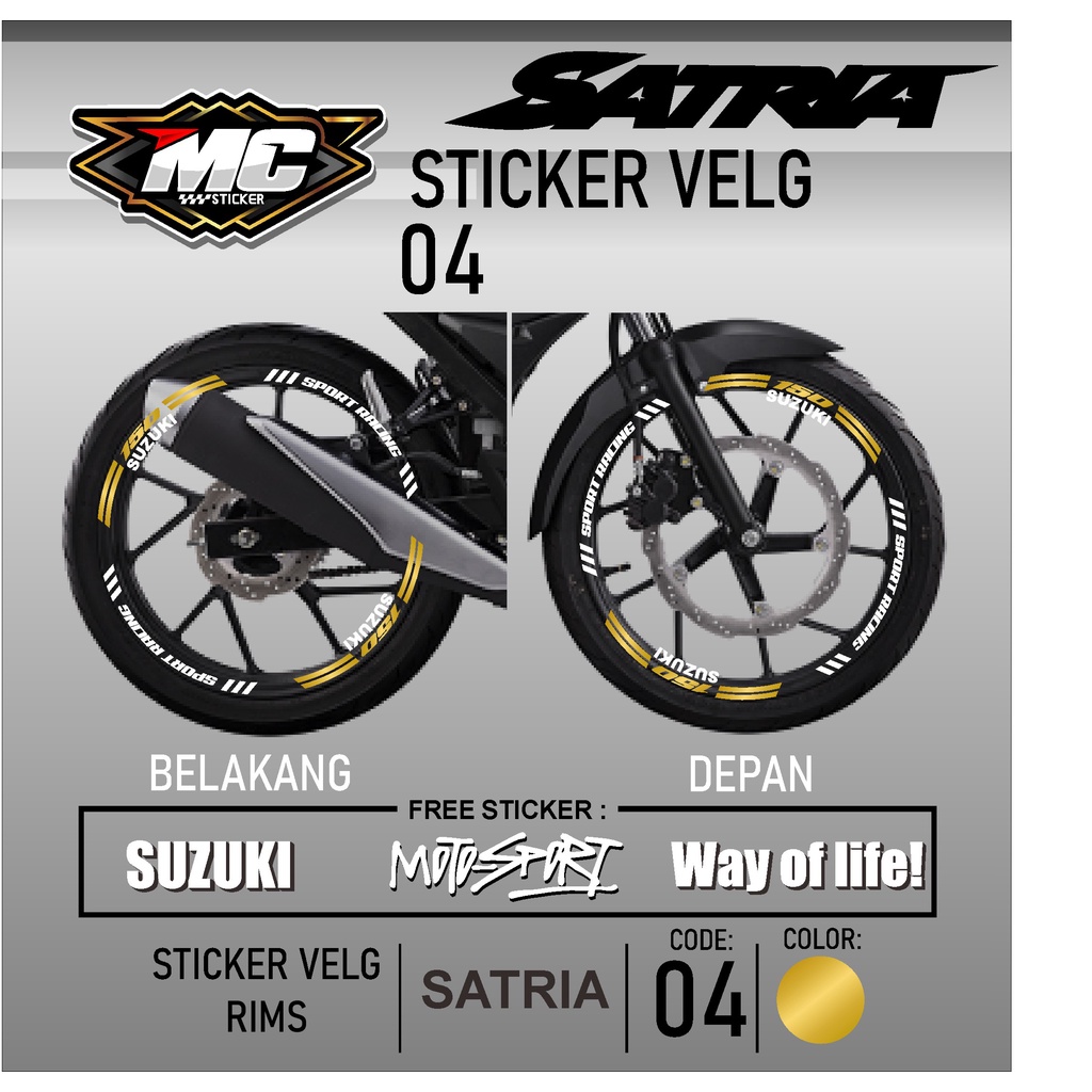 List Of SUZUKI SATRIA Rims - Motorcycle Accessories Sticker Lis Rims ...