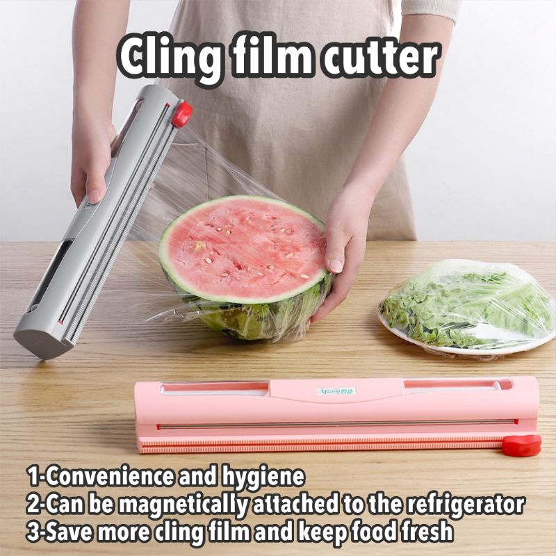 Kitchen Organizer Food Plastic Wrap Cling Film Dispenser Foil Cutter ...