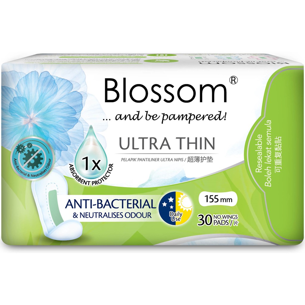 Blossom Ultra Thin Pad Series DAY USE / OVERNIGHT / PANTYLINER / MINI ...