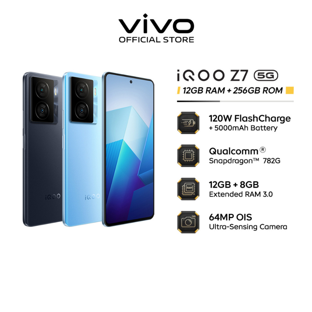 vivo iQOO Z7 12+256 5G | 120W FlashCharge | Snapdragon 782G| 12/8GB+8GB Extended RAM | Shopee ...