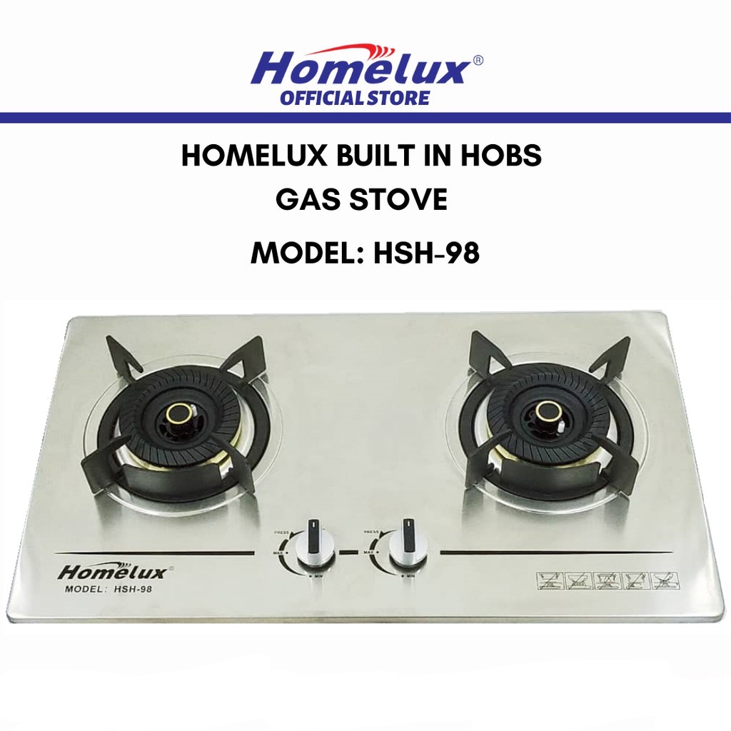 Homelux Stainless Steel Built-in Gas Stove HSH-98 Gas Cooker Dapur Gas ...