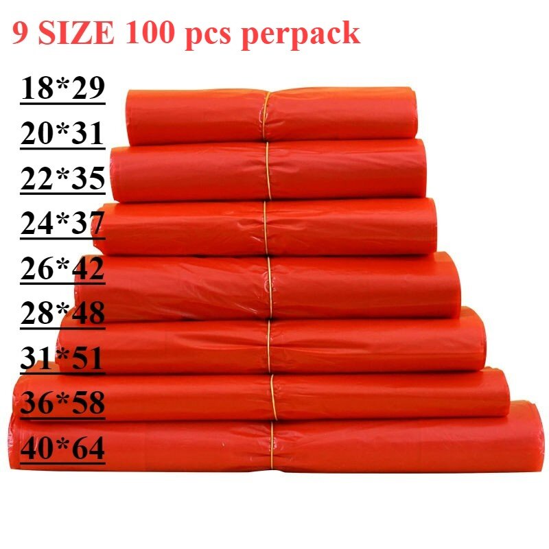 (100Pcs) Red Plastic Bag Grocery Bag Disposable Packing Tape Food Grade ...