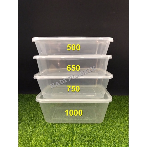 TEKA A 500 650 750 1000 ML Rectangular Container with Lid [ 10 / 50 SET ...
