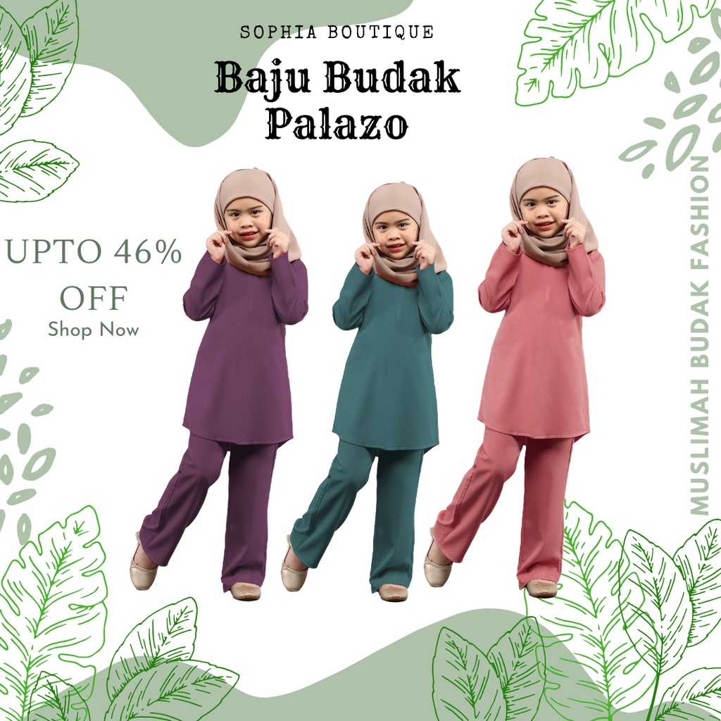 Baju Budak Palazo Comocrepe Muslimah Budak Fashion 2022 | Shopee Malaysia