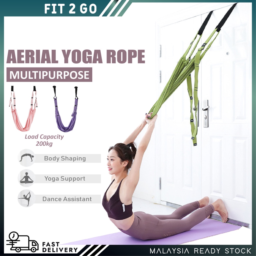Adjustable Aerial Yoga Swing Anti-Gravity Hammock Stretch Fitness Rope Door Mount Workout ...