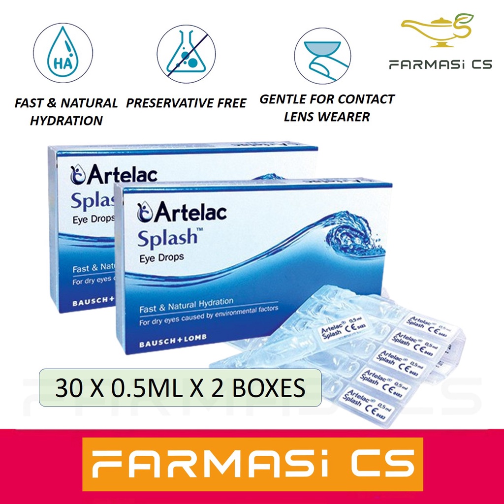 Artelac Splash Eye Drops 30 x 0.5 ml x 2 Boxes EXP:02/2026 [ dryness ...